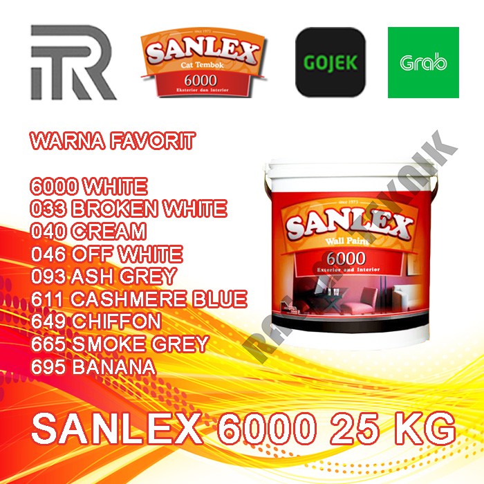 Jual Cat Tembok Sanlex 6000 25kg pail exterior interior | Shopee Indonesia