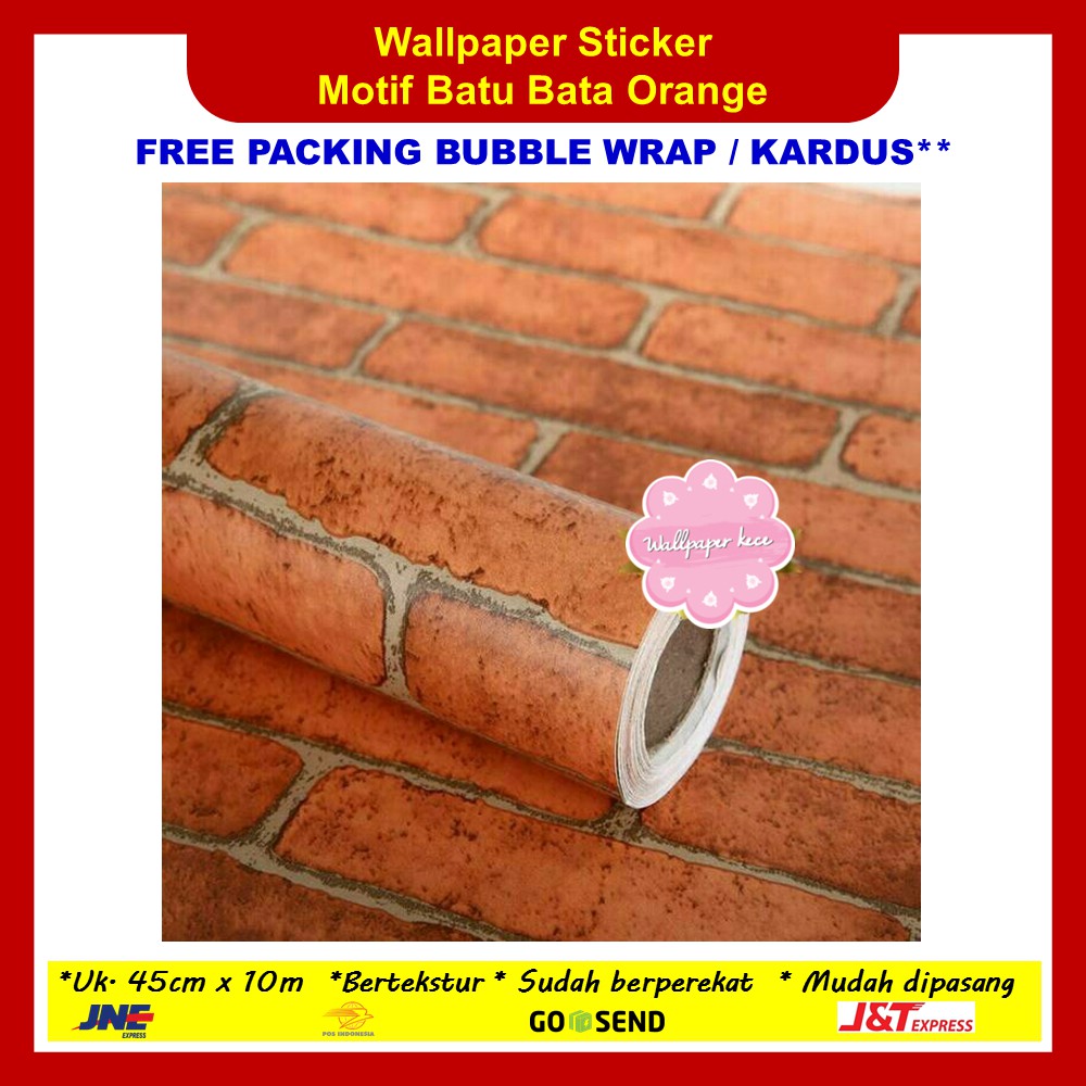 Jual Wallpaper Sticker Dinding Batu Bata Orange Walpaper Stiker ...