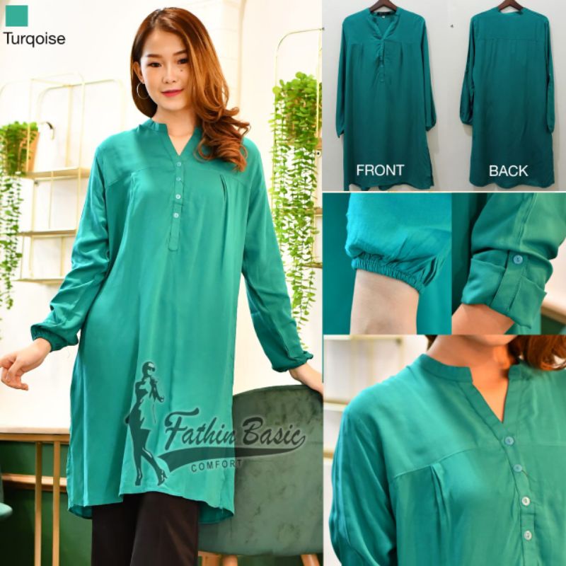 Jual Tunik Polos Rayon - Turkish - Hijau Tosca - Katun Rayon - Fathin Basic - Tanahabang ...