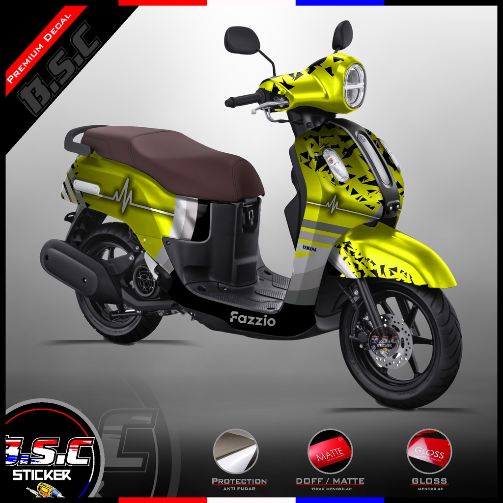 Jual Sticker Decal FULL BODY Yamaha Fazzio Motif Polygon DFG Yellow ...