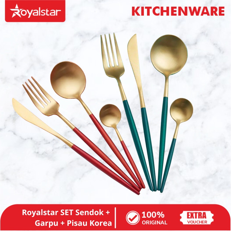 Jual Royalstar Set Sendok Garpu Pisau Stainless Steel Korea | Shopee Indonesia