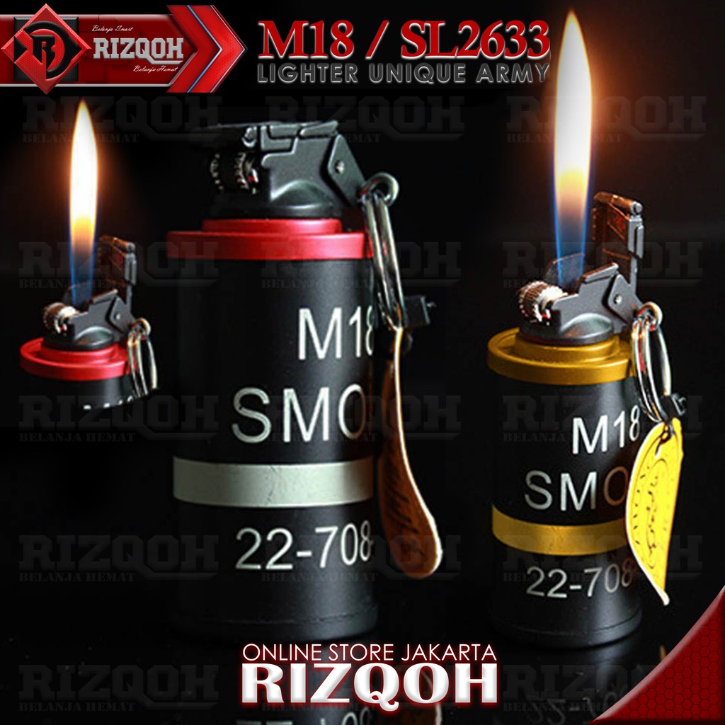 Jual Korek Api Gas Unik Model Geranat Smoke Bom M18 - Mancis Unik ...