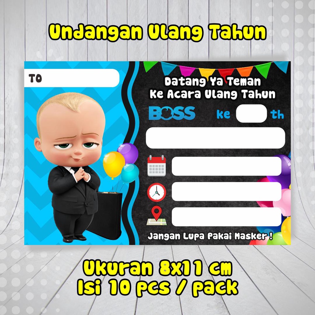 Jual Undangan Ulang Tahun Anak Karakter Baby Anak Boss Cowok Kartu ...