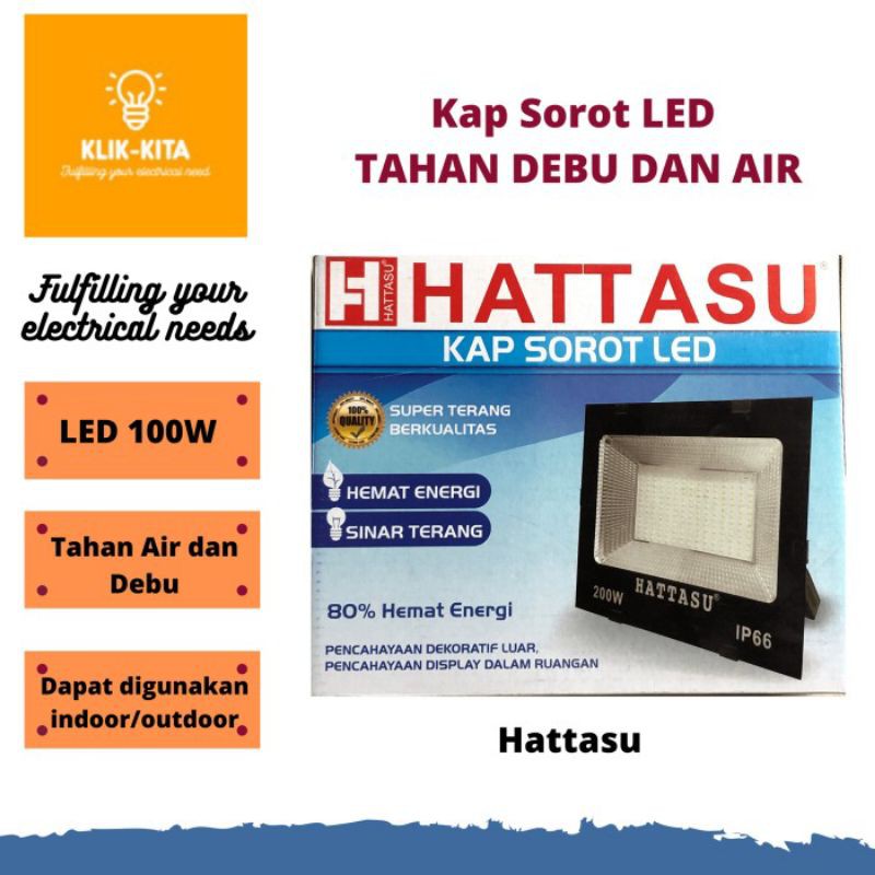 Jual Lampu Sorot/Lampu Tembak/Flood Light LED 100W IP66 HATTASU | Shopee Indonesia