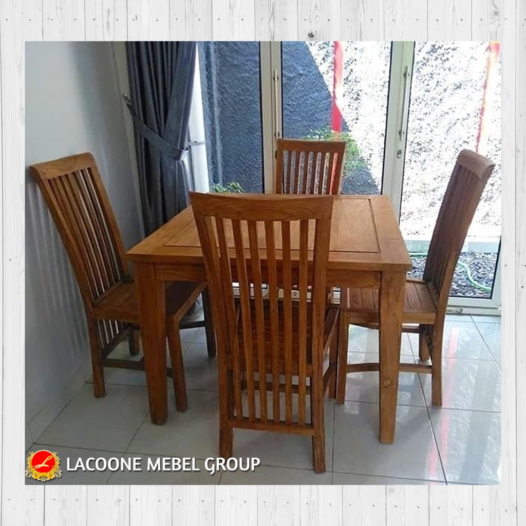 Jual MEJA MAKAN MINIMALIS KURSI 4 kayu jati jepara | Shopee Indonesia