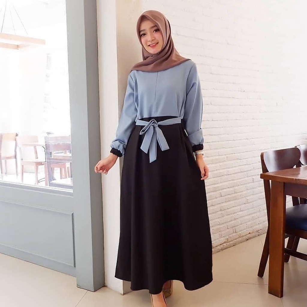 Jual TESSA DRESS KAIN MOSSCRAPE ( BUSUI ) Dapat GAMIS ( TIDAK TERMASUK ...