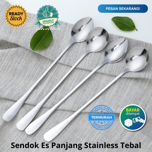 Jual [BISA COD] PROMO Sendok Es Panjang Stainless Tebal Sendok Dessert ...