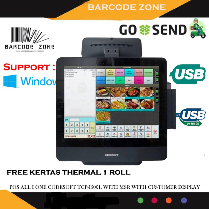 Jual POS ALL IN ONE CODESOFT TCP-I500L WITH MSR WITH CUSTOMER DISPLAY - COCOK UNTUK RESTORAN ...