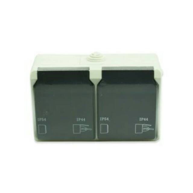 Jual Gao Schuko Saklar Dinding Luar Ruangan 2 Panel Hitam - Sakelar ...