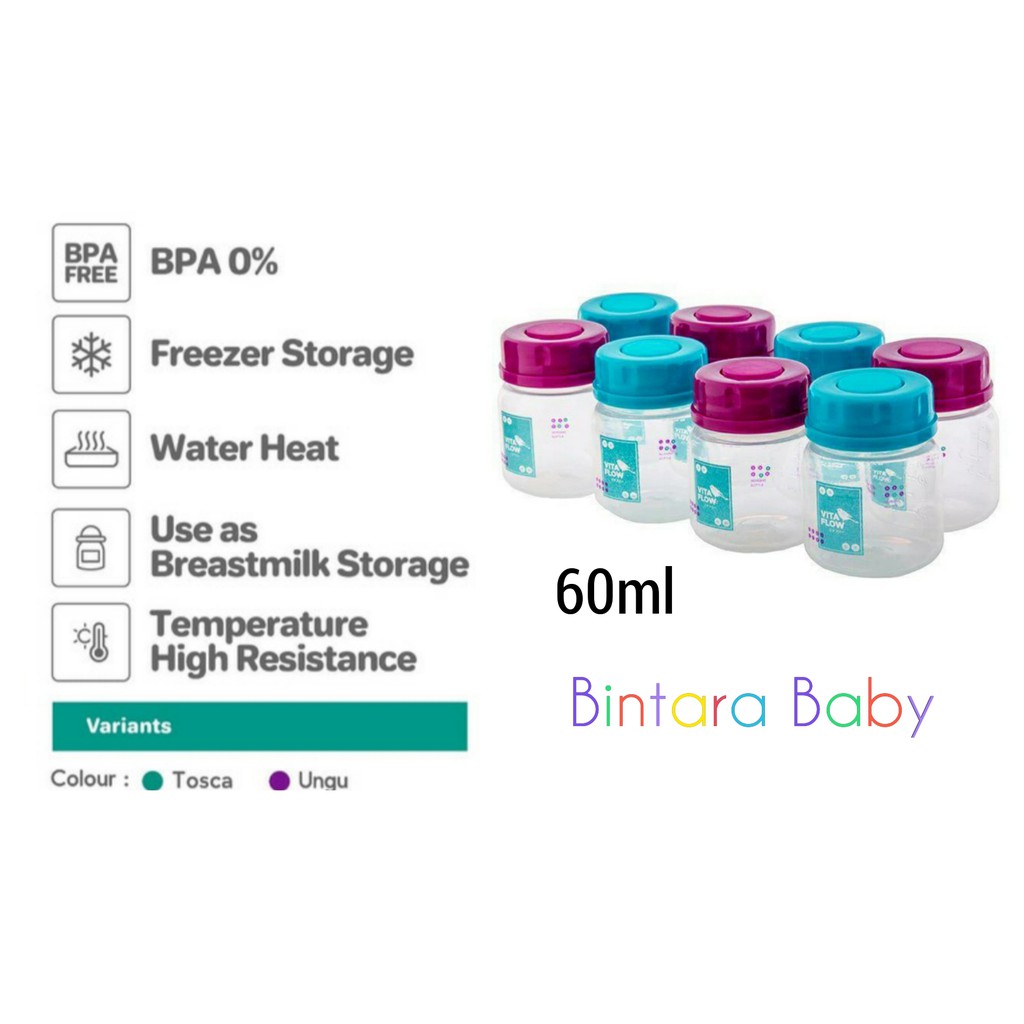 Jual Botol Asi 3in1 60ml Vitaflow Botol Penyimpan Asi Newborn Size ...