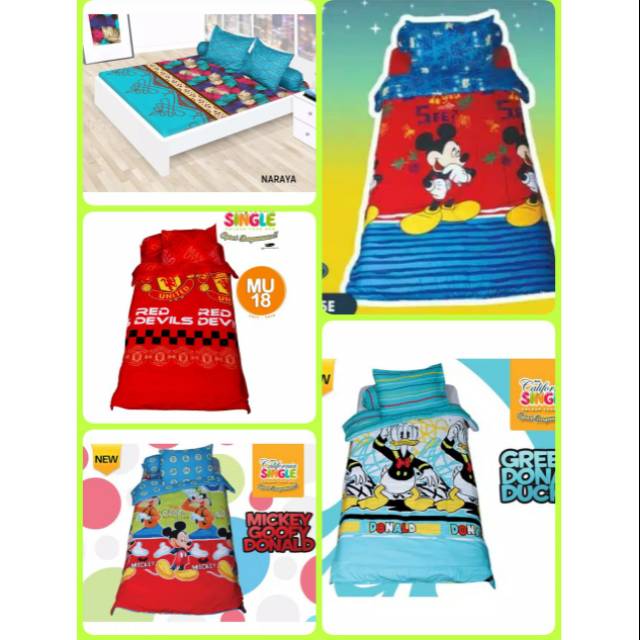 Jual Sprei California Single Uk 120x200 Mickey Mouse, Mu,Naraya,Green ...