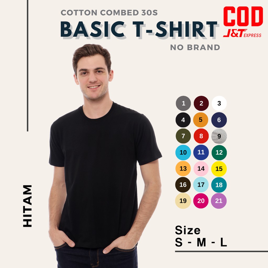 Jual Kaos Polos Pria Lengan Pendek Cotton Combed 30s Ukuran S Ukuran M ...