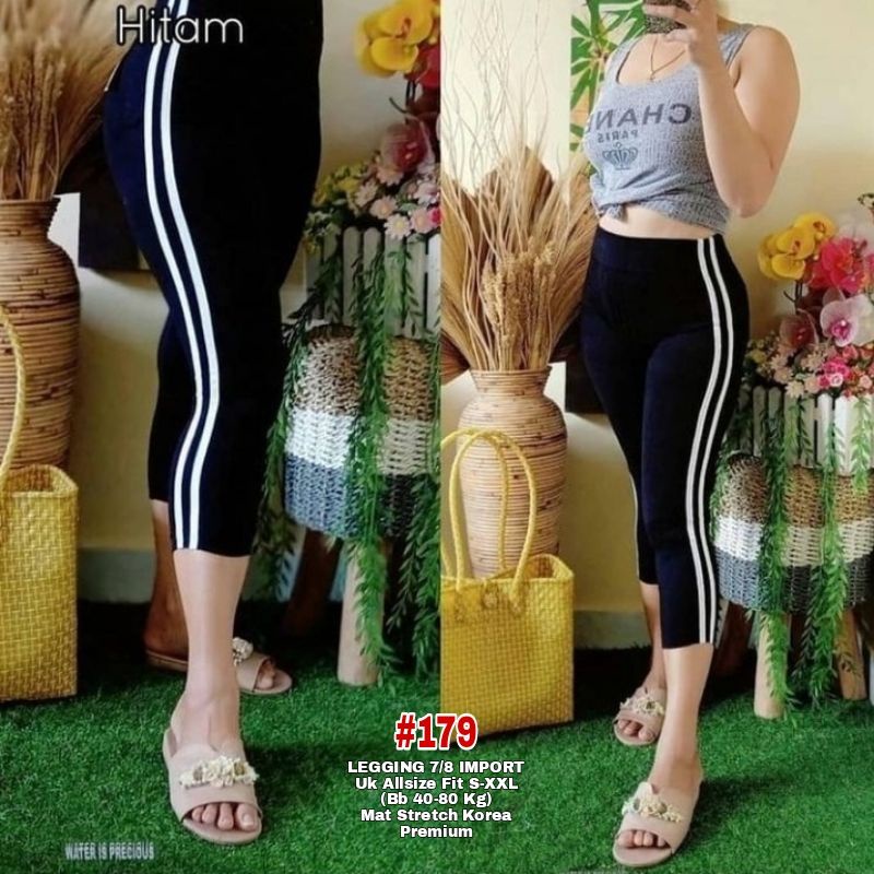 Jual Legging 7/8 Wanita List 2 Putih Fit S-XXL (Bb 40-80 kg) | Shopee ...
