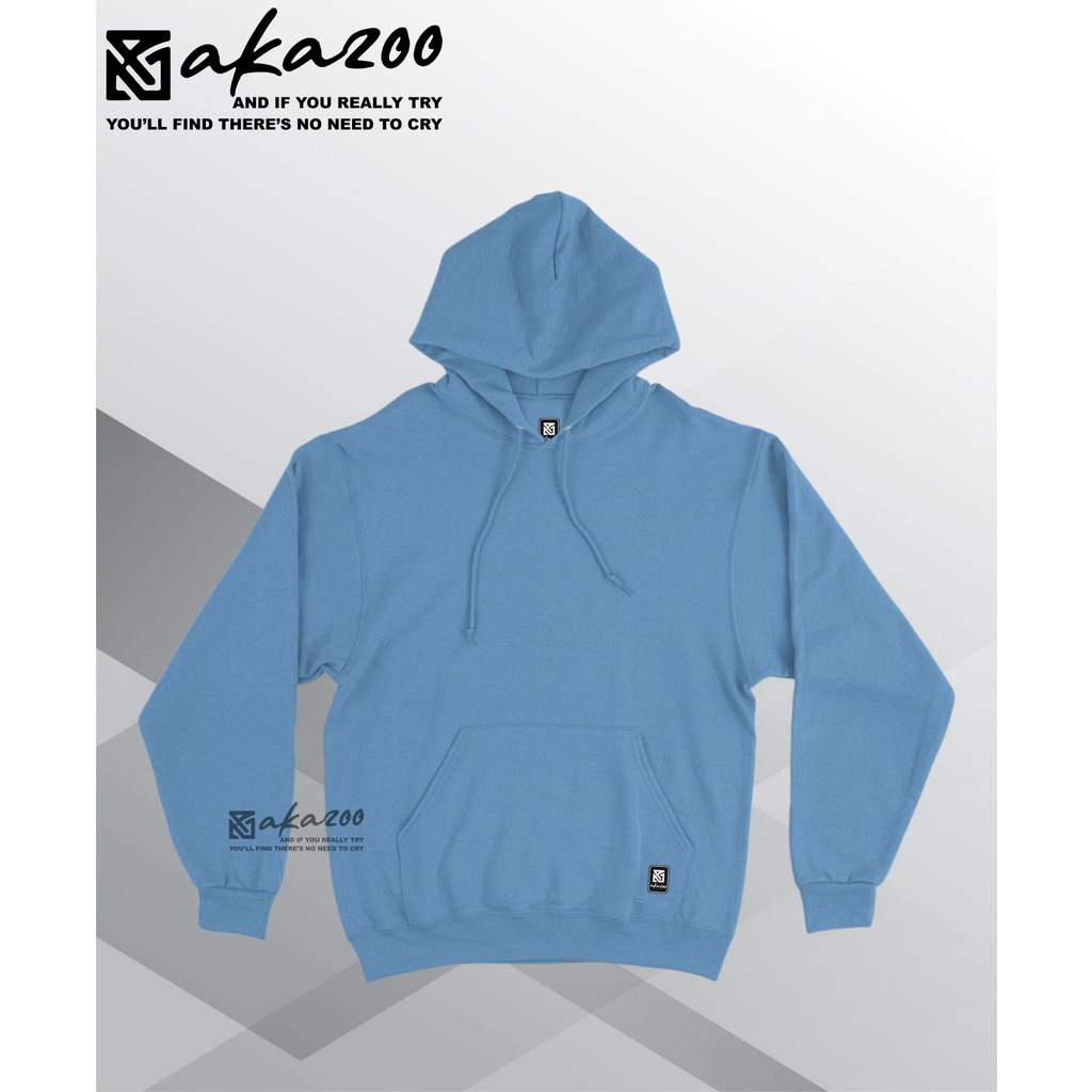 Jual hoodie pria polos premium AKAZOO warna biru muda sweater oversiz ...