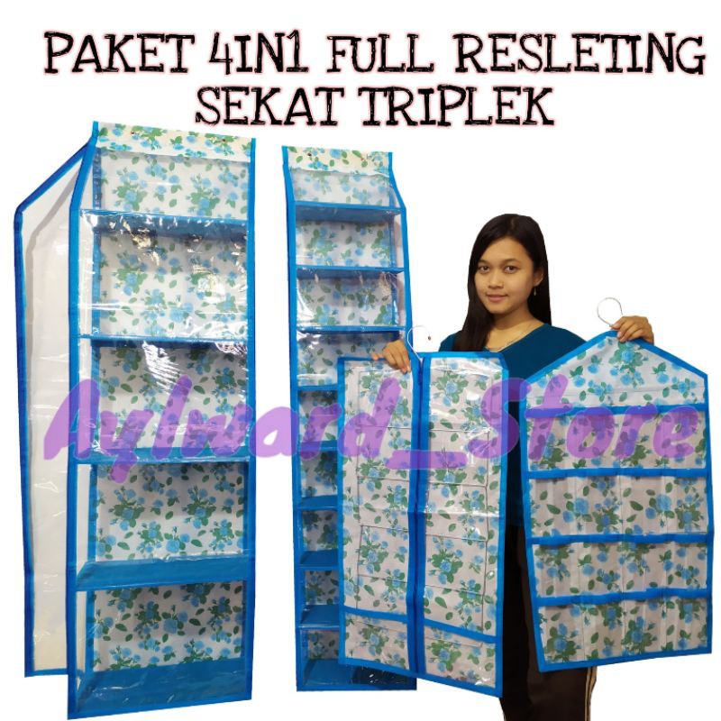Jual PAKET 4IN1 MOTIF BUNGA FULL RESLETING ALAS TRIPLEK RAK TAS RAK ...