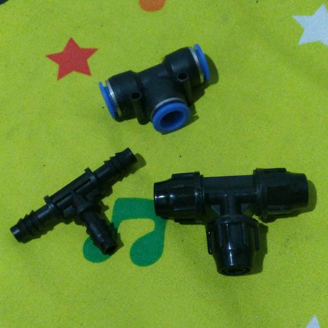 Jual Sambungan Cabang T selang 3/8 atau 5/16 12mm quick pneumatic Tee ...