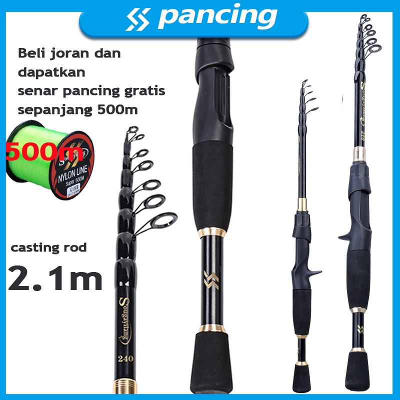 Jual 1.8-2.4m Telescopic Fishing Rod Ultralight Spinning/Casting ...