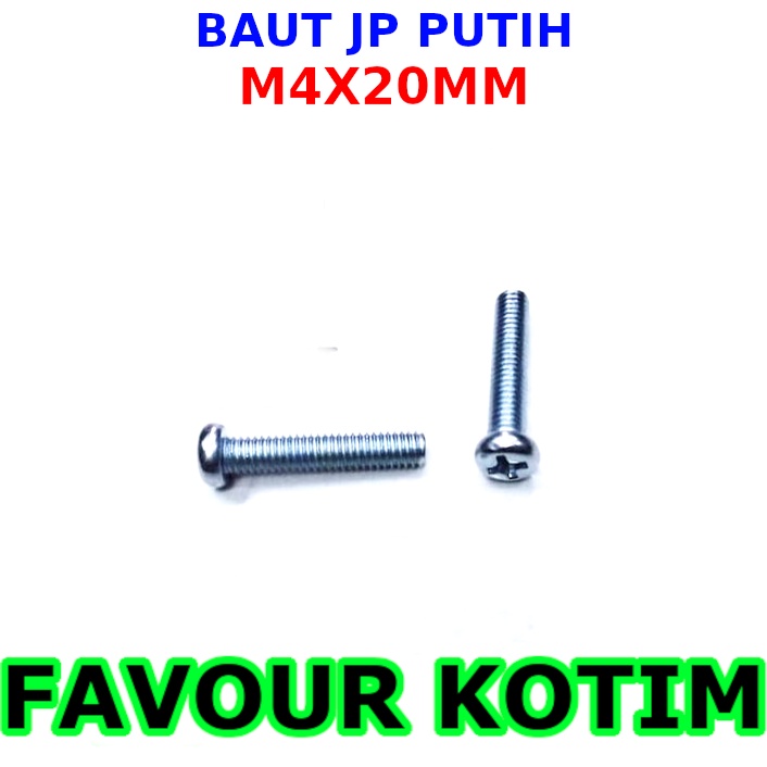 Jual BAUT JP PUTIH M4X20 4MM X 20MM 4 MM BULAT FVKOTIM | Shopee Indonesia