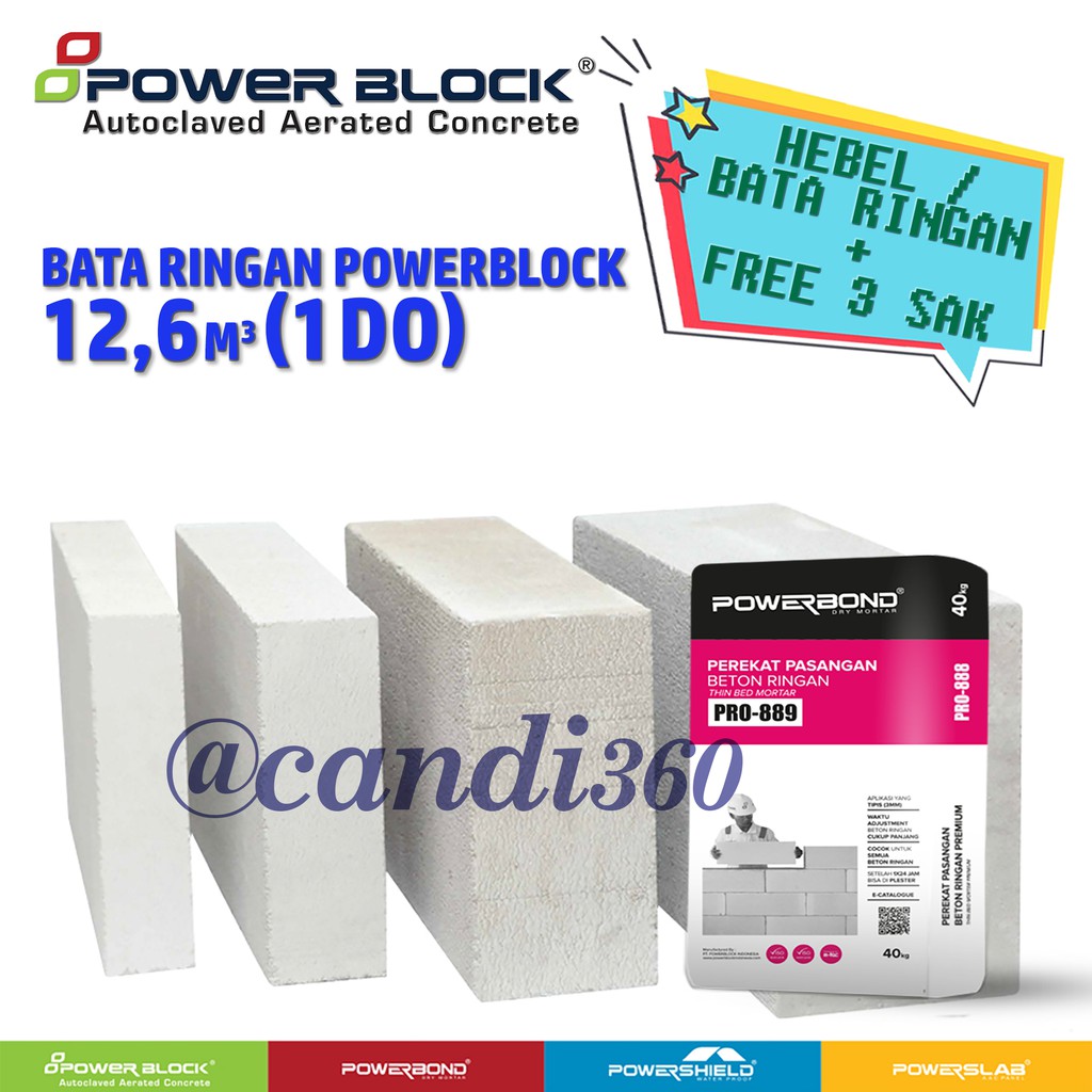 Jual HEBEL / BATA RINGAN POWERBLOCK 12,6 M3 | Shopee Indonesia