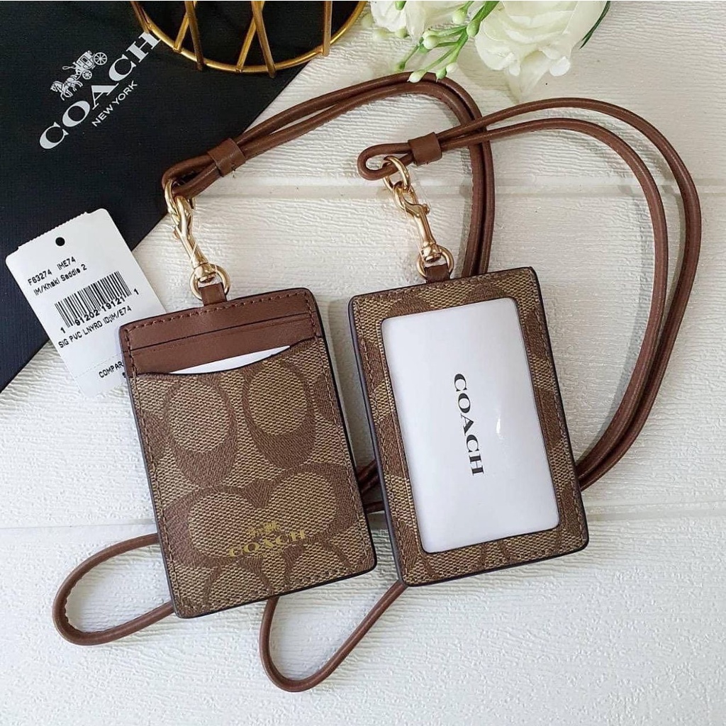 Jual Name Tag Coach Lanyard Id Card Case in Signature - 100% Original ...