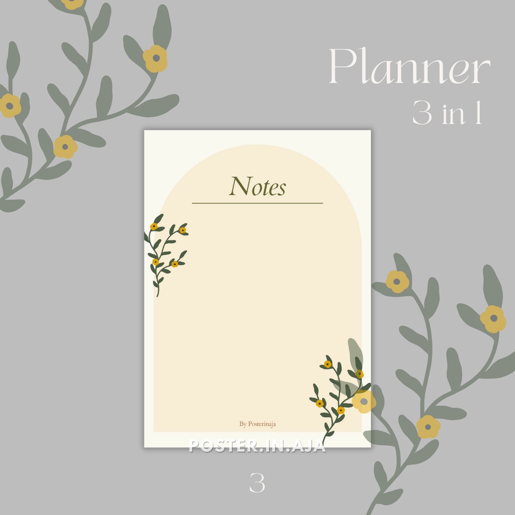 Jual Notes Aesthetic Classic Flower Theme 3 in 1 Planner Daily Schedule ...