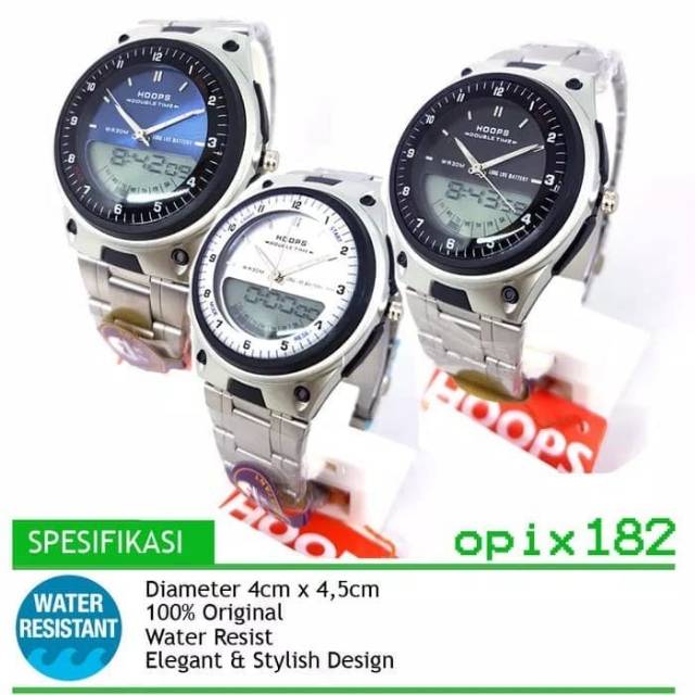 Jual Jam tangan pria Hoops Dual Time Original ranrai stainless steel ...