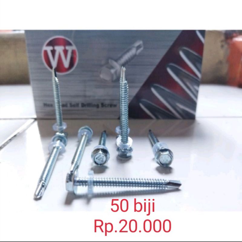 Jual BAUT SKRUP DRILLING W 12 X 50 (5cm) KEMASAN 50pcs | Shopee Indonesia