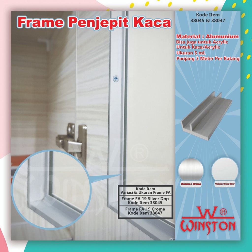 Jual Frame Edging Pintu Kaca Akrilik Panel FA 19 Alumunium Alu Chrome ...