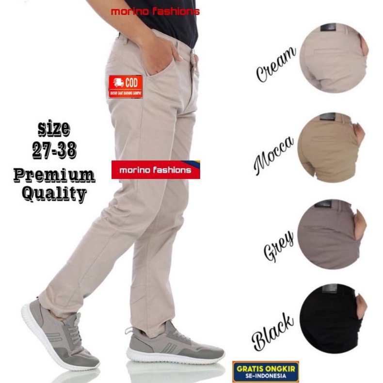 Jual CELANA PRIA CHINO Slim fit Panjang Kerja Kantor Santai Liburan Cowok Gentleman 27-38 ...