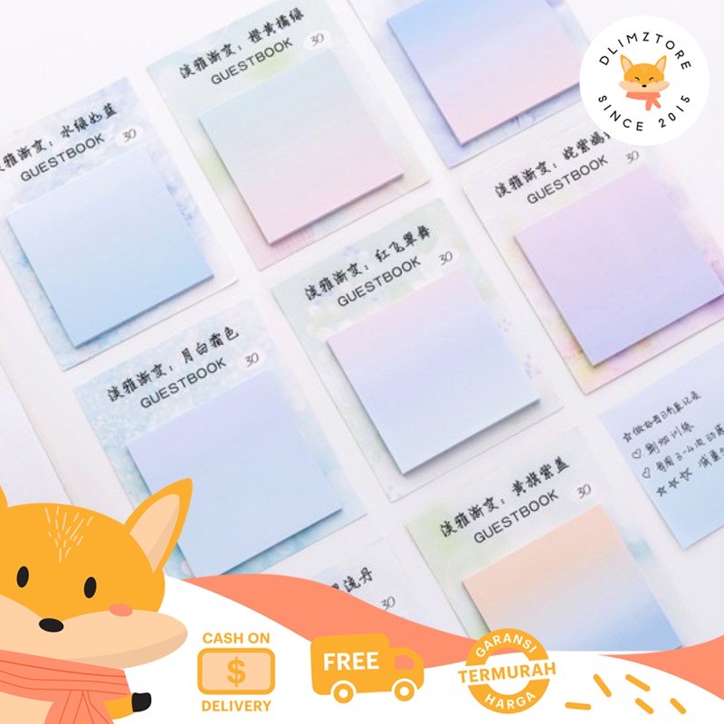 Jual [DZ] ST046 - Sticky Notes Ombre Warna Pastel 30 Lembar | Shopee ...