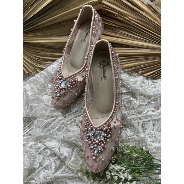 Jual sepatu wedding Rafaizoutfit sepatu syahera shoes rosegold tinggi ...