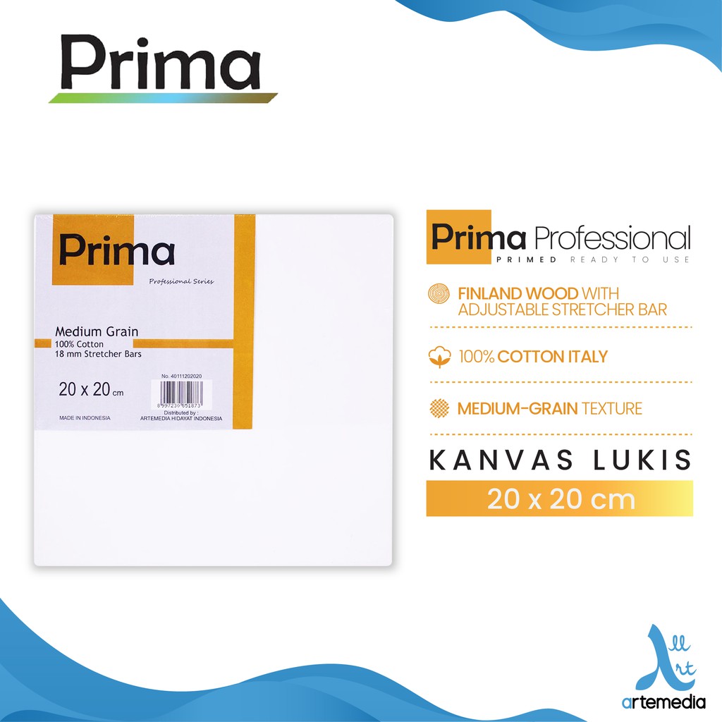 Jual Prima Professional Cotton Canvas 20x20cm 400gsm Medium Texture ...