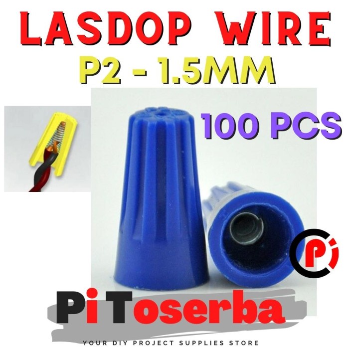 Jual Per 100 Pcs Lasdop P2 Screw On Wire 2.5mm Blue Twist On Wire ...