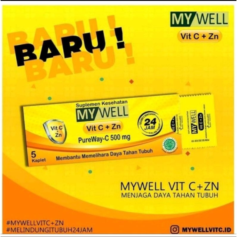 Jual My Well vitamin D3 1000 IU/Vitamin C+Zink/Halowell Vitamin C ...