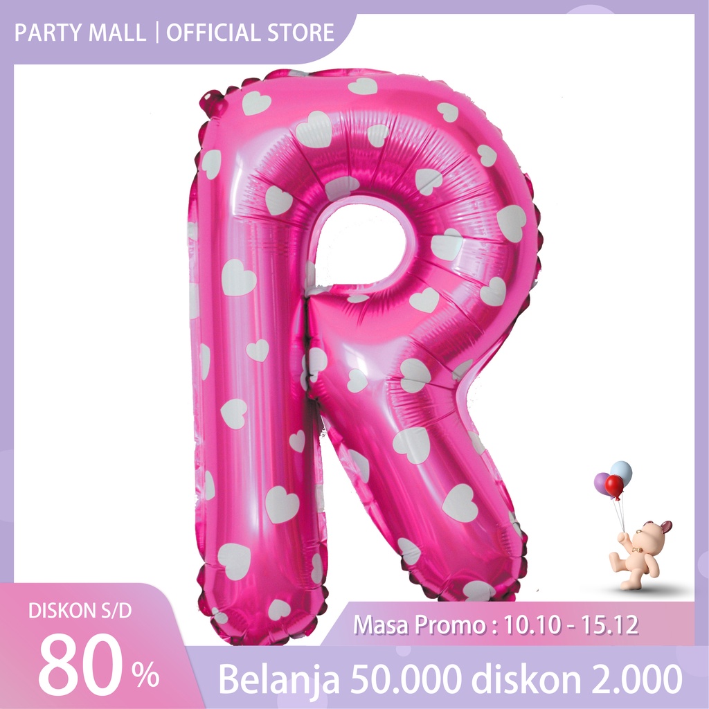 Jual Balon Foil Huruf Pink 16 Inch 40cm Abjad Alphabet A-Z Balon Foil ...