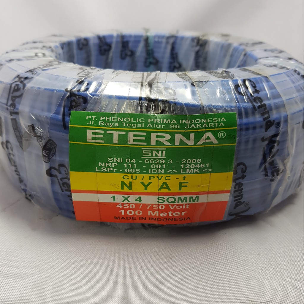 Jual ETERNA NYAF 4 MM ( 100M ) / KABEL LISTRIK SERABUT TEMBAGA AF 4MM ( 100 METER ) BIRU HITAM ...