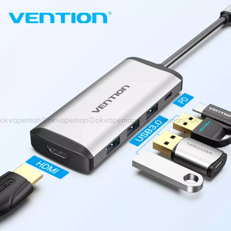 Jual Vention CNB Adapter Thunderbolt 3.0 MHL USB Type C to HDMI USB 3.0 PD | Shopee Indonesia