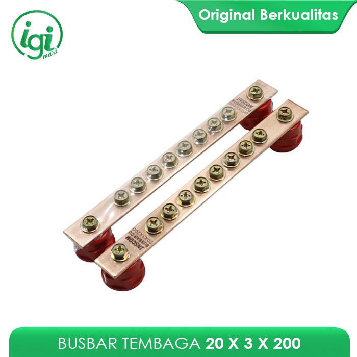 Jual BUSBAR ARDE TEMBAGA 20 X 3 X 200 / TERMINAL NOL PLAT ISOLATOR ...