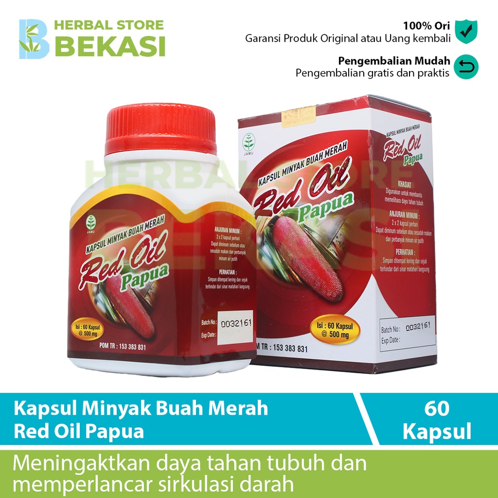 Jual Kapsul Minyak Buah Merah Red Oil Papua 60 Kapsul Obat Herbal ...