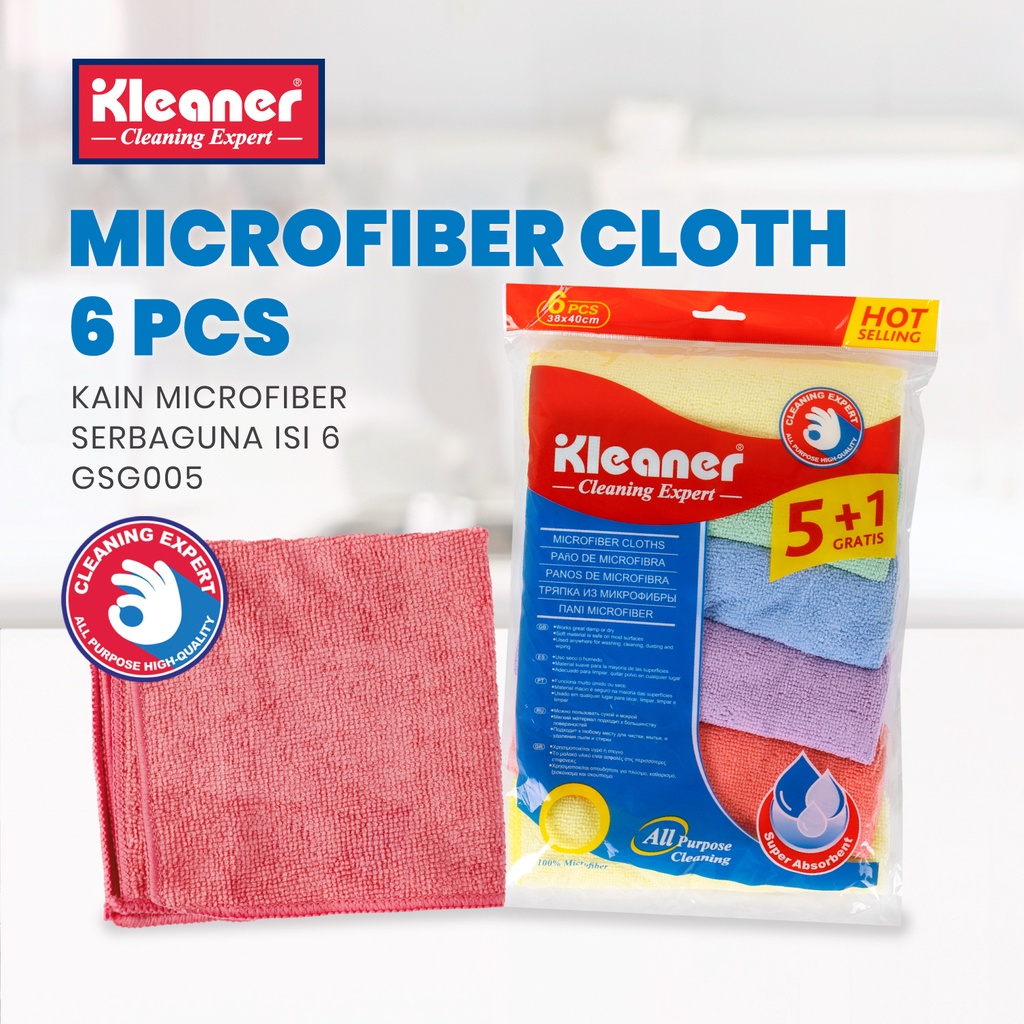 Jual Kleaner Lap Microfiber 40 x 38 Cm 6 Pcs Cloth Kain Serbaguna Anti ...