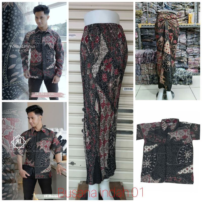 Jual COUPLE BATIK / BATIK MODERN / SERAGAMAN BATIK SEROJA MAROON ...