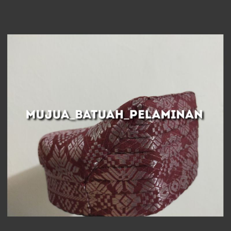 Jual Topi Saluak Songket Penganten Warna Maroon Kombinasi Silver ...