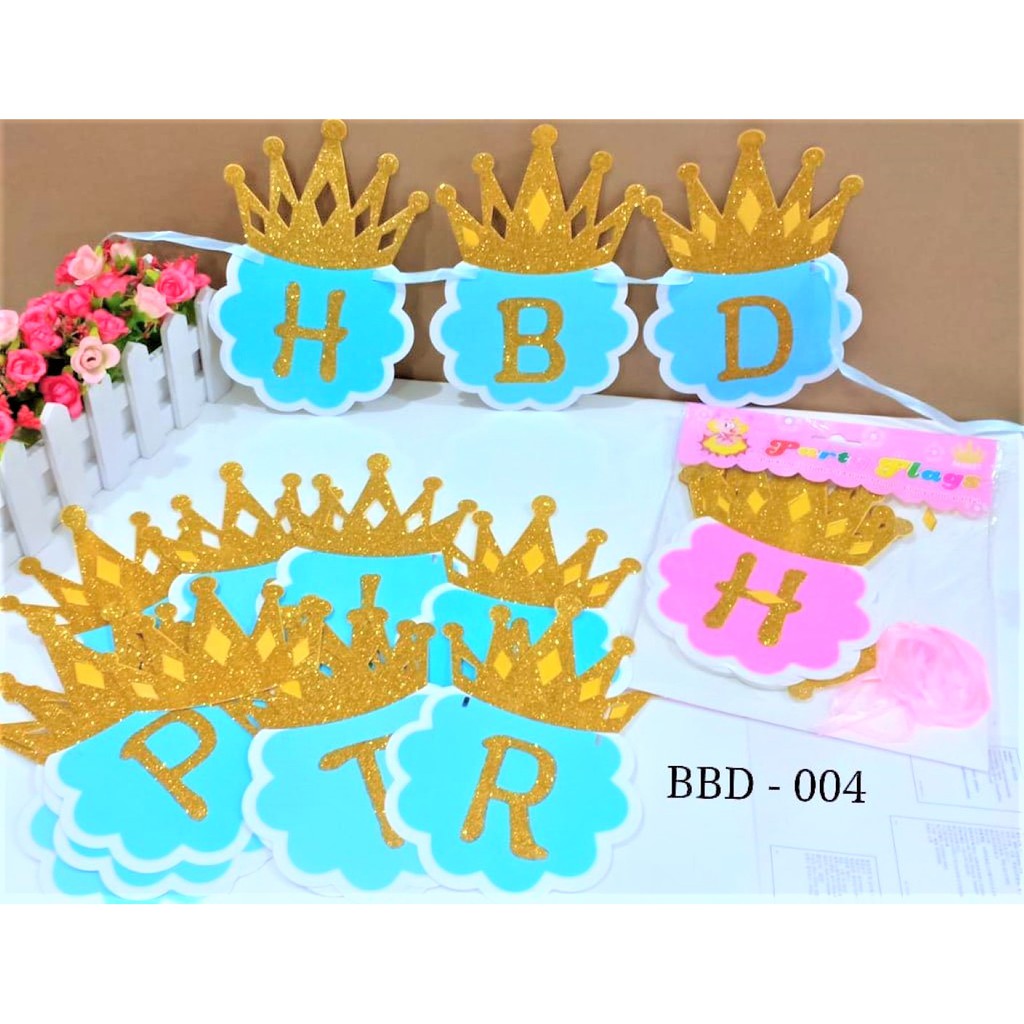 Jual Banner Ulang Tahun Mahkota Happy Birthday Bendera Dekorasi Pesta ...