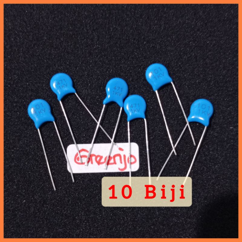 Jual x10 Kapasitor keramik 1Kv 10pF 15pF 22pF 33pF 47pf 68pF 100pf ...