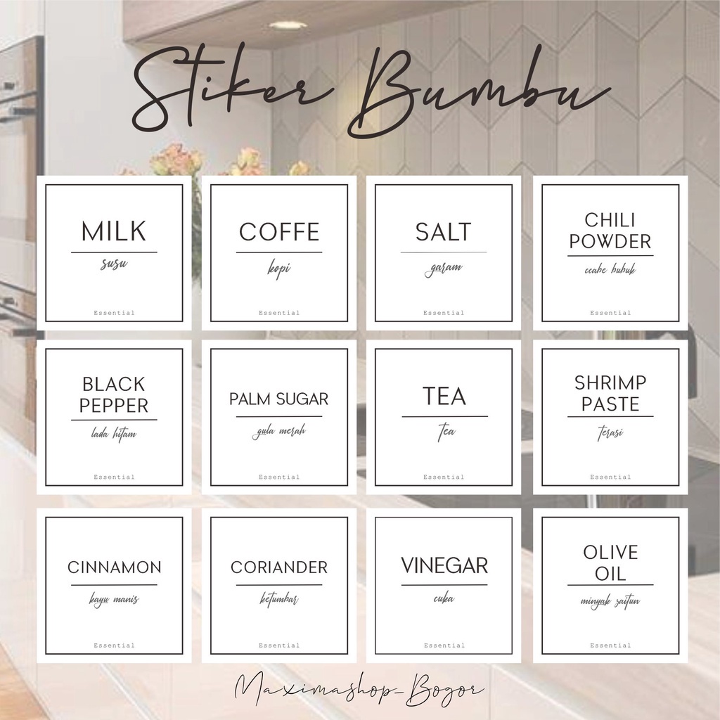 Jual Sticker Label Tempat Bumbu Masakan Anti Air Ukuran 5x5 cm | Shopee ...