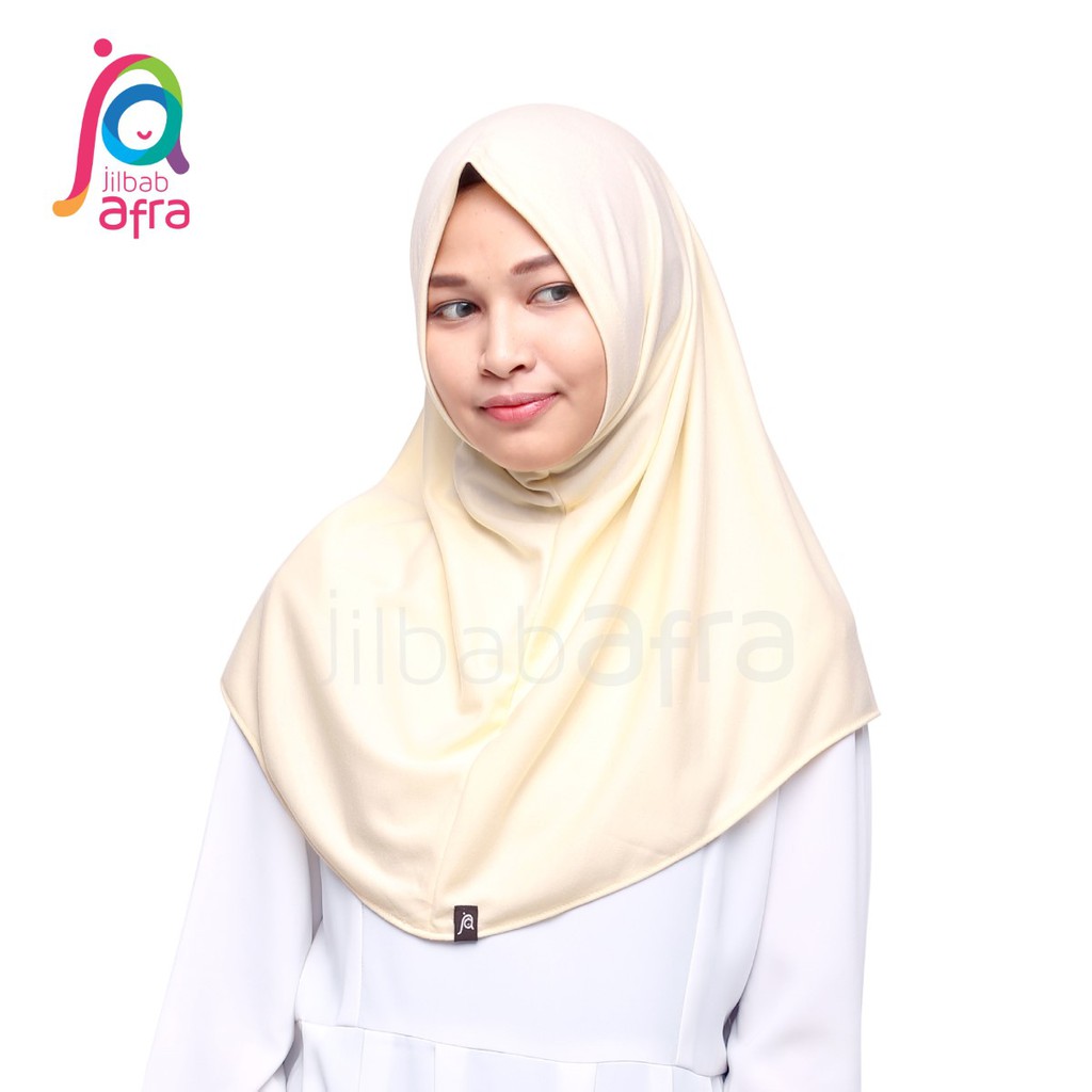 Jual Jilbab Afra Syifa Krem Kuning - Bergo Syiria Non Pet - Hijab ...