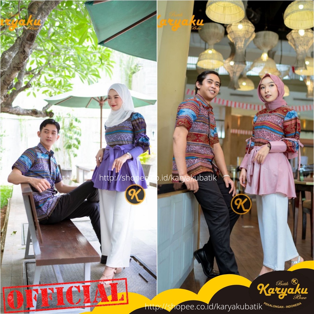 Jual Baju Couple Pasangan Terbaru 2021 Batik Gamis Kebaya Kapel Keluarga Suami Istri Batik ...