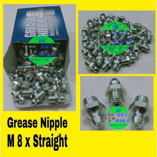 Jual nipple grease M 8 lurus nepel gemuk 8mm grease nipple M8 x lurus ...