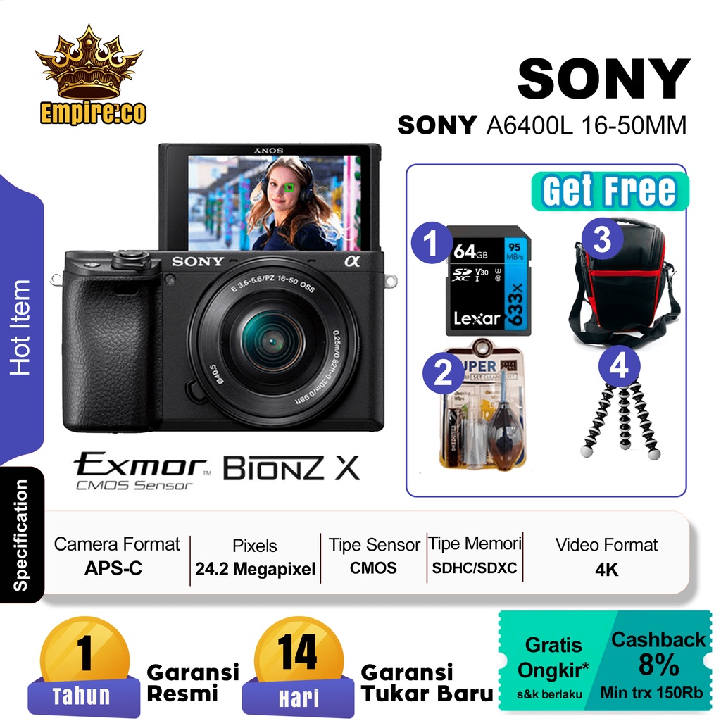 Jual Sony Alpha a6400 / Sony 6400 kit 16-50mm Kamera Mirrorless | Shopee Indonesia