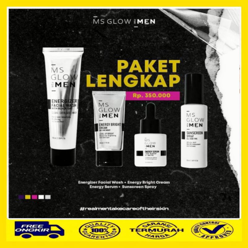 Jual MS Glow Original For Men Man Paket Lengkap Paket Basic + Sunscreen ...